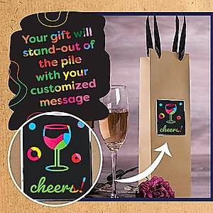 PURPLE LADYBUG 7 Kraft Gift Bags with Handles & Scratch Paper Panel for Messages - Fathers Day Gift Bags for Wine Bottles, Champagne, Whiskey, Tumbler Gifts, Weddings & Party Favors