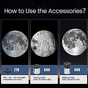 Merkmak Telescope for Kids & Beginners, Kids Telescope 50mm Aperture 360mm AZ, 90X Magnification Astronomical Refracting Telescope with Tripod for Kids to Explore The Moon and Star