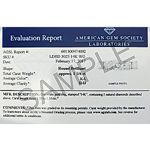 AGS Certified 1 1/4 Carat TW 5 Stone White Diamond Ring in 14K White Gold