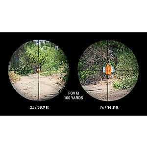 Monstrum 2-7x32 Rifle Scope with Rangefinder Reticle and Medium Profile Scope Rings | Black