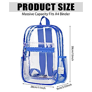 Silkfly 24Pack Clear Backpacks Bulk PVC Transparent Bookbags Heavy Duty See Through Bags with Pockets for Stadium Work Travel (15 x 11 x 3.6 Inches)