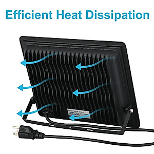 JRBFA 100W LED Flood Lights Outdoor, 10000lm LED Work Light with Plug, 6500K Daylight White, IP66 Waterproof Exterior Security Lights Outside Floodlights for Backyard, Garage, Garden, Lawn