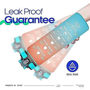 Giotto 32oz Large Leakproof BPA Free Drinking Water Bottle with Time Marker & Straw to Ensure You Drink Enough Water Throughout The Day for Fitness and Outdoor Enthusiasts-Ombre Orange Green