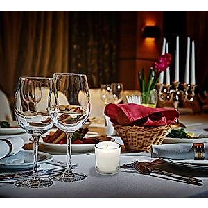 White Votive Candles in Glass Jar - 3 Pk Glass Votives - Long Burning Votives 24 Hour Candle - Smokeless Unscented Votive Candles - Wedding Votive Candles for Wedding Dinner Party - Relaxing Candles