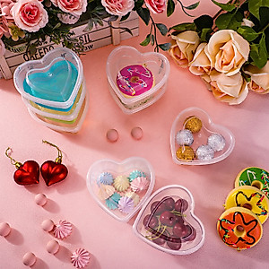 Yinkin 50 Pcs Heart Shaped Storage Containers 5 oz Heart Box Transparent Plastic Heart Containers with Lids Organizer Box for DIY Art Craft Making
