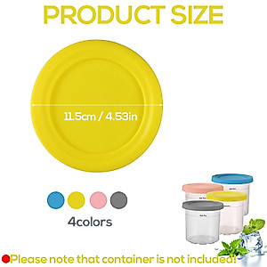 4pcs Ice Cream Containers Silicone Lids Compatible with Ninja Creami NC299AMZ NC300 NC301 Pints Ice Cream Maker, Silicone Covers Replacement BPA Free Storage for Ice Cream Accessories