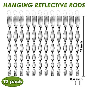Dyvicl Reflective Scare Rods, Ornamental Spinner Deterrent Control Device for House Windows Garden Yard Outdoor, 12 Pack