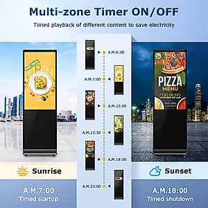 antfraer 43" Digital Signage Kiosk, Android 11.0 OS Auto Media Player, Touchscreen 2K Digital Signage Player, Indoor Advertising Display Totem with WiFi & HD Inputs Digital Signage