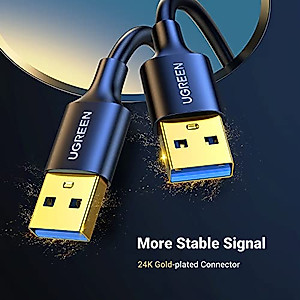 UGREEN USB to USB, 5 Gbps USB 3.0 Cable, Nylon Durable Male to Male Cable, Compatible with Hard Drive, Cooling Fan/pad, Camera, DVD Player, TV, Flash Light, Hub, Monitor, Speaker, and More 6.6 FT …