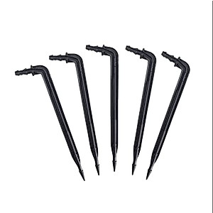 100-Pack 4" Inch Angled Drip Emitter Stake, (FITS 1/4" & 1/8" TUBING) for Precise Watering & Irrigation, Greenhouse, Container Gardening, Home Garden, and Hydroponics Growing