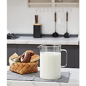 Glass Water Pitcher with Scale Line, Dinner Table Pitcher, Large Serving Carafe for Water, Juice, Sangria, Lemonade, and Milk, Clear Glass Beverage Pitcher (Clear, 85 oz)