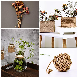 JIUXQT 394Ft 6mm Jute Twine Natural Hemp Rope Heavy Duty Jute Rope for DIY, Arts, Camping, Crafts, Gardening, Wedding, Bundling, Home, Decorating, Cat Scratching Post