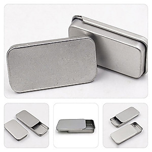 Hemoton 20pcs Rectangular Slide Top Tinplate Box Sliding Cover Push-Pull Tin Box Metal Tin Containers for Candies Jewelry Crafts Lip Balm Storage 60x34x10mm