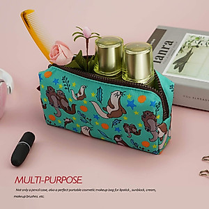 LParkin Otters Pencil Case Canvas Pen Bag Pouch Cute Stationary Case Makeup Cosmetic Bag Gadget Box