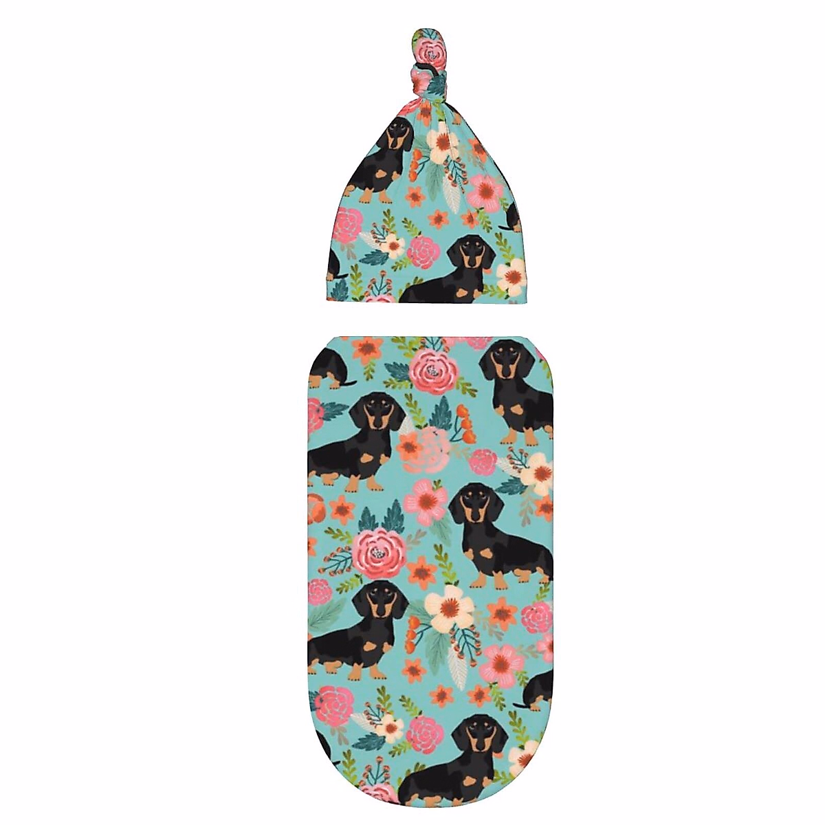 Dog Dachshund Baby Stuff Newborn Swaddle Blanket Sleep Sack Baby Wrap Baby Blanket Soft Stretchy Sack with Beanie Hat Sets for Infant Boy Girl