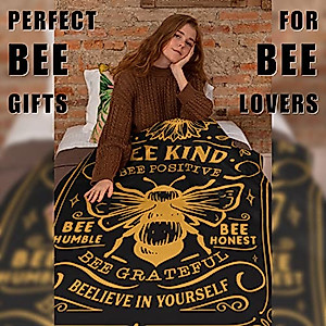 InnoBeta Bee Blanket, Bee Gifts for Women Men, Blanket with Bees and Sunflowers, Flannel Throw Blanket, Bee Themed Gifts for Bee Lovers, Bee Gift Idea for Birthday, Christmas, 50"x 65"