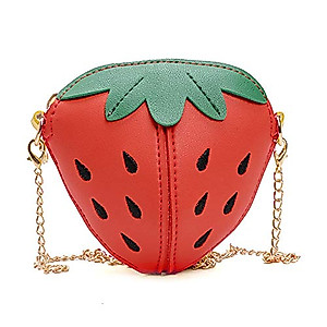 Strawberry Shape CrossBody Purse Bag,Cellphone Shoulder Bags Card Holder Wallet PU Phone Shoulder Wallet for Women Girl (Red)