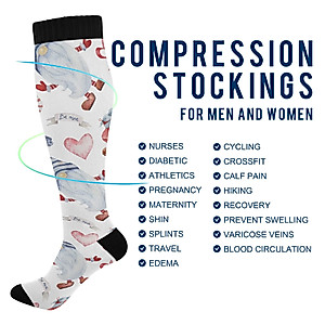 xigua Valentine's Mother's Day Cute Gnome Compression Socks 20-30mmHg Knee High Stockings for Sport Nursing - 1 Pair