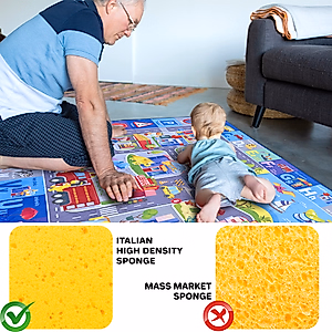 QUOKKA ABC Floor Play Mat – Extra Thick 0.8cm Non-Slip Padded Nursery Rug with City Design for Babies Toddlers & Kids – Super Soft Plush Mat for Playroom - Foldable Gift for Boys and Girls