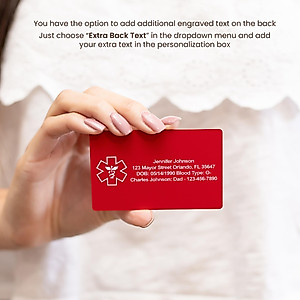 Custom Medical ID Card for Wallet, Aluminum Free Engraving Emergency Contact Card, Personalized Metal Awareness Alert ICE Card for Medic Conditions, Allergies & Identification