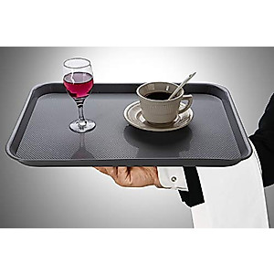Eslite Rectangular Plastic Serving Trays,Fast Food Serving Cafeteria Trays,17"X13",Set of 6 (Grey)