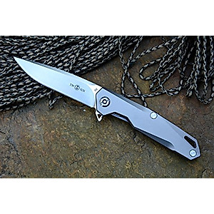 Twosun TS21 Pocket Knife D2 Blade Titanium Handle Drop Point Razor sharp
