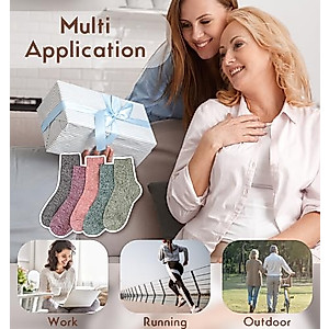 Pack of 5 Womens Thick Knit Warm Casual Wool Crew Winter Socks, Mixed Colors 1- 5 Pack,one size(fits shoe size 5-10)