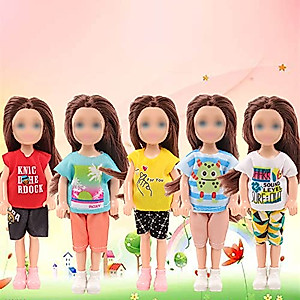 Joyfun 7 Pcs 6 Inch Girl Doll Clothes 3 Pieces Dress, 2 Pieces Outfits and 2 pcs Shoes for 11.5 Inch Girl's Sister 6" Doll