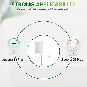 Czepa Power Supply Charger Compatible with Spectra Electric Breast Pump S1 / S2 / SPS100 / SPS200 / 9 Plus Replacement 12V Charging Adapter (White)