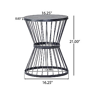 Christopher Knight Home Lassen Outdoor 16" Iron Side Table, Matte Black