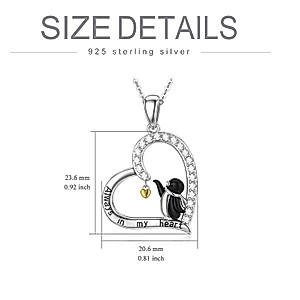 PELOVNY Christmas Gifts Lovely Penguin Necklace for Women Sterling Silver Animal Love Heart Pendant Necklace Penguin Jewelry Gift for Girlfriend