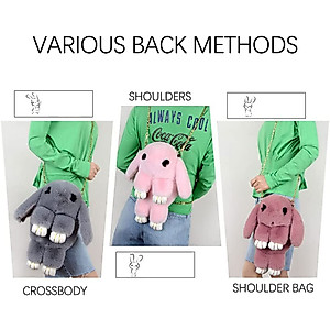 YUNPLAN Faux Rabbit Fur Crossbody Shoulder Bag, Stuffed Animal Backpack for School Girls, Cute Cartoon Bag Cosplay Shoulder Bag