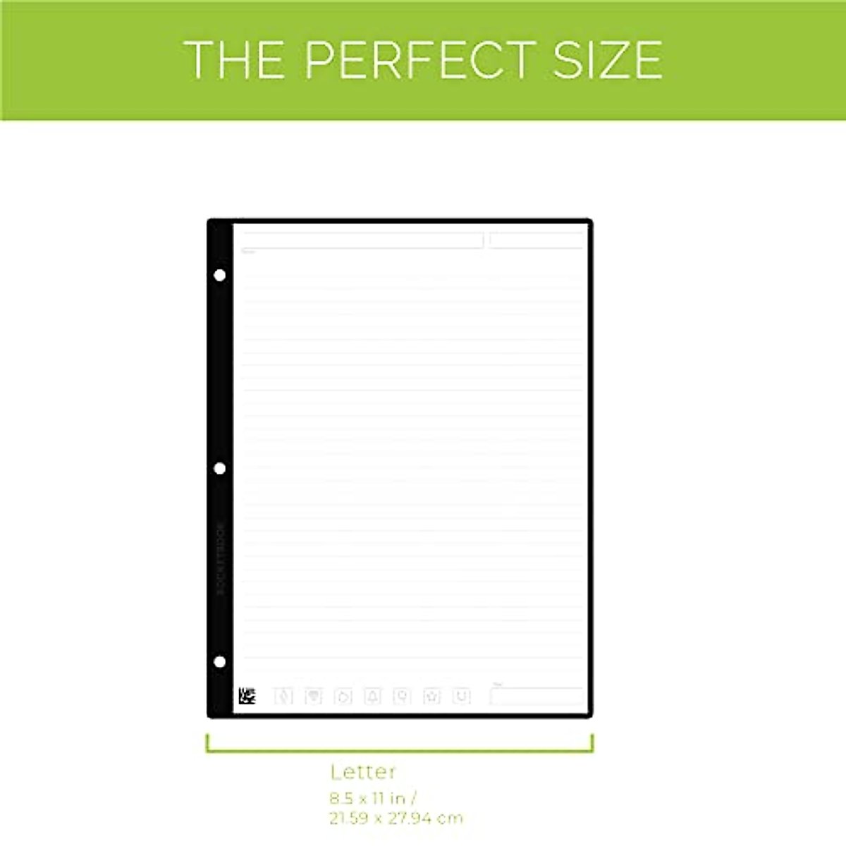 Rocketbook Filler Paper Variety Pack | Lined Wide Ruled, Dot Grid, Graph Reusable Notebook Paper (8.5" x 11") | Scannable Binder Paper | 18 Double Sided Sheets, Pen, and Cloth White