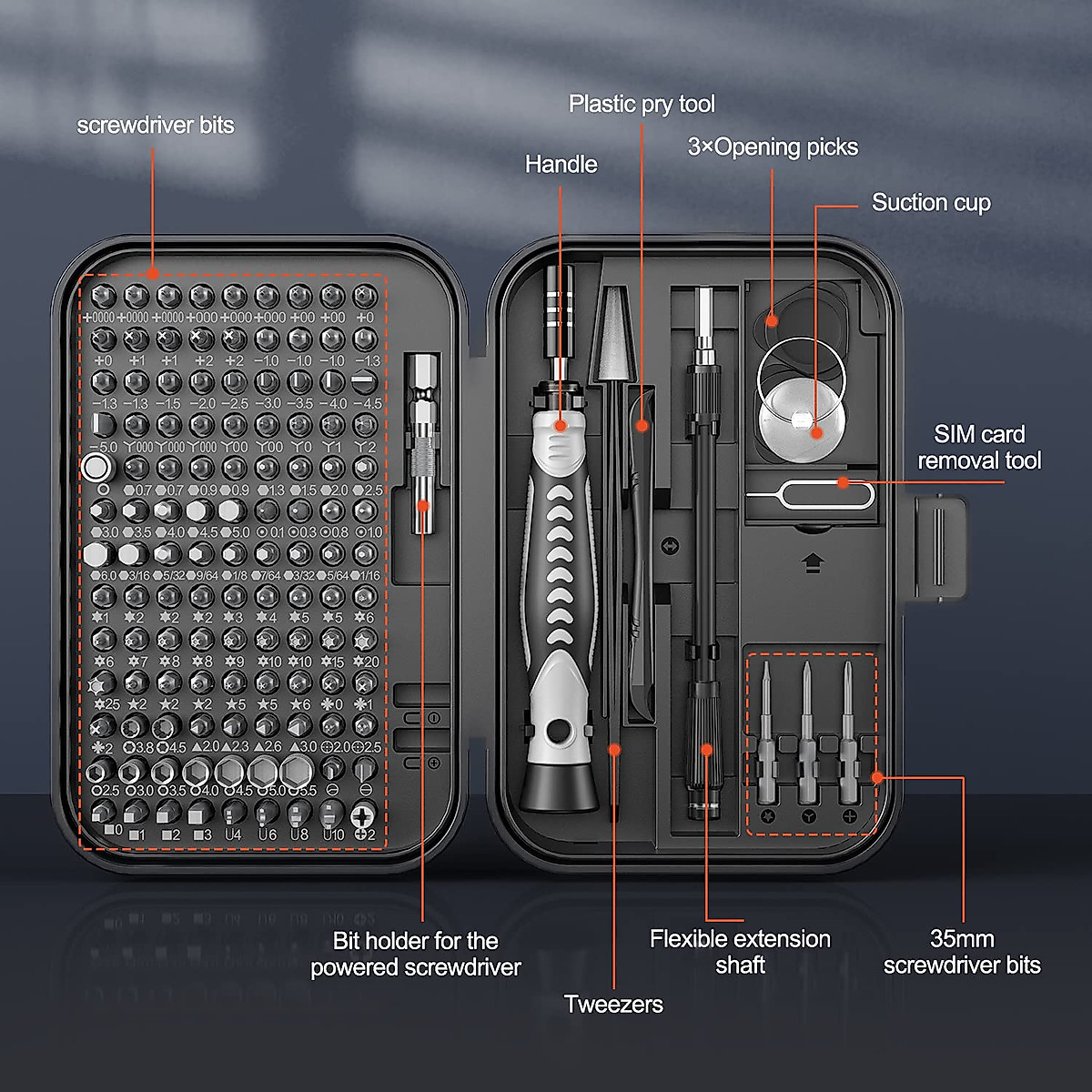 Kuptone 130 in 1 Precision Screwdriver Set, Screwdriver Bit Sets Mini Screwdriver Set with Portable Case, DIY Repair Tools Kit for iPhone Laptop PC Watch Glasses and Other Electronics