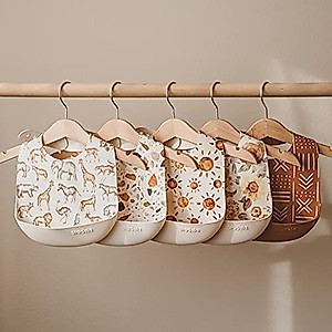 Stadela Baby Silicone Feeding Bib, Waterproof Adjustable, Baby Girl, Floral Bohemian Print with Flowers