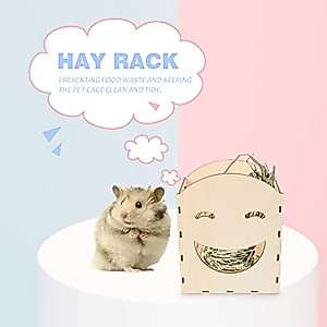 Bunny Hay Wooden Bunny Rabbit Hay Feeder: Less Wasted Wooden Food Feeding Rack Bunny Cage Grass Manger Holder for Guinea Pig Chinchilla Small Animals Pets Rabbit Feeder