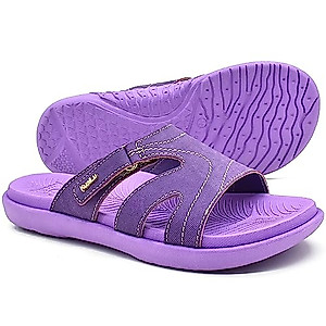 KuaiLu Womens Fashion Orthotic Slides Ladies Lightweight Athletic Yoga Mat Sandals Slip On Thick Cushion Slippers Sandals With Comfortable Plantar Fasciitis Arch Support (9, Purple, numeric_9)