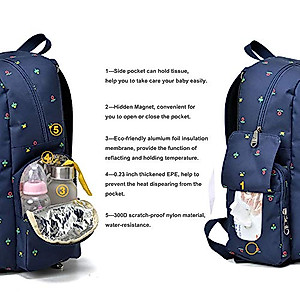 QIMIAOBABY diaper bag backpack, multifunctional and large-capacity travel diaper storage bag (Blue dots)