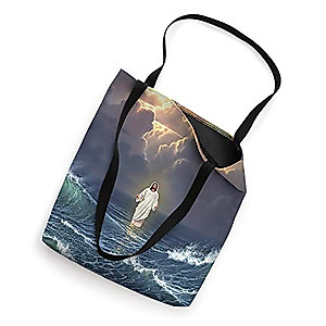 Jesus Christ Walking On Water Religious Picture Art Print Tote Bag