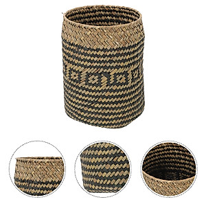 Cabilock Wastebasket Egg Storage Basket Wardrobe Baskets Wicker Waste Basket Sundries Basket Clothes Basket Office Trash Cans Convenient Waste Basket Straw Rope Floor Child Small Trash Can