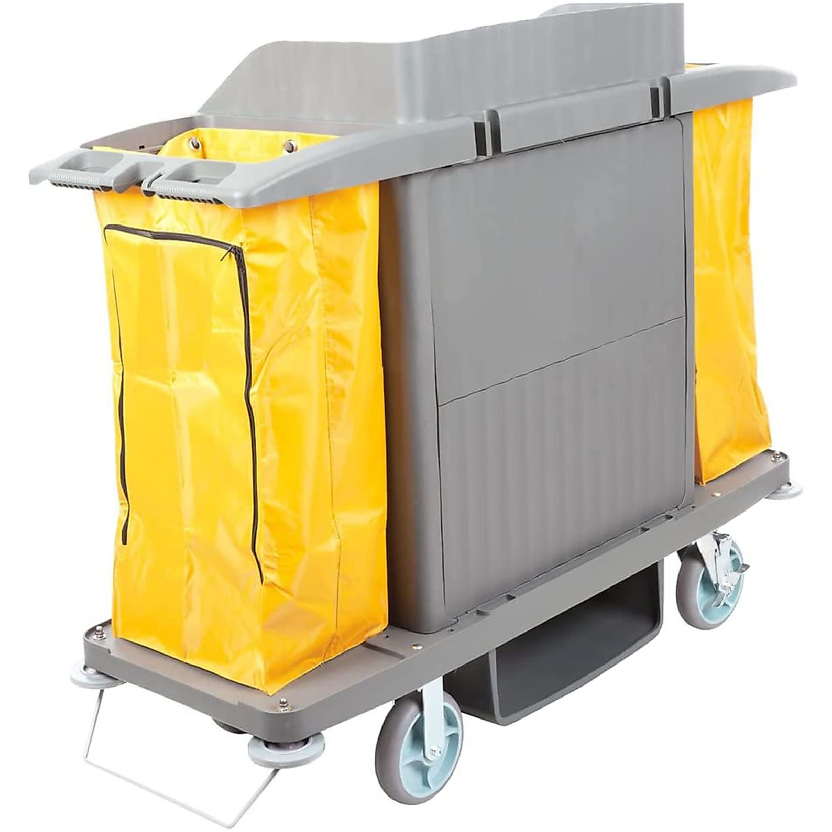 Housekeeping Cart/Lodging Hotel Large Locking Three Shelf Commercial Premium Housekeeping Cart with Hanging Bags Commercial Housekeeping Janitor Cart Cart Cleaning Carts On Wheels Hotel