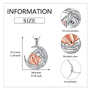 VONALA Horse Necklace 925 Sterling Silver Crescent Moon Pendant Necklaces Animal Jewelry Gifts for Women