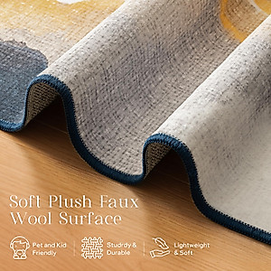 Phantoscope Geometry Collection Area Rug 4'x6' - Washable Rug Boho Rugs Non-Slip for Living Room, Bedroom, Dining Room, Dorm, Indoor Low-Pile Carpet Modern Accent Rug, Deep Grey/Gold