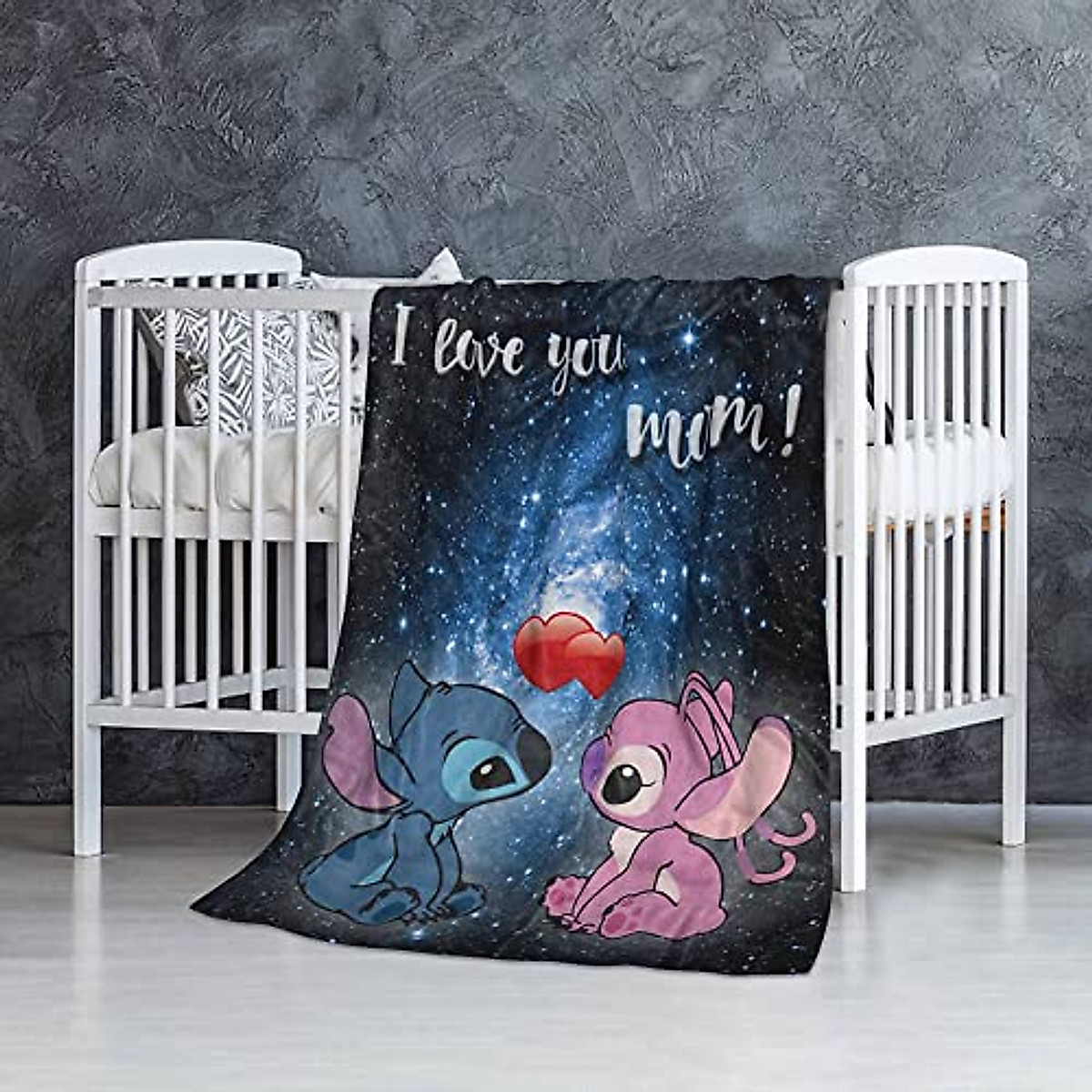 Stitch Blanket I Love You Mom Warm Soft Throw Blanket for Bed Sofa Travel Kids Teens Adults Gift 50"x60"