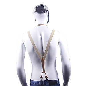 Doloise Men's Suspenders Bowtie Set Elastic Y Shape Style Women's Suspenders Bowtie For Wedding&Formal Events (Khaki)