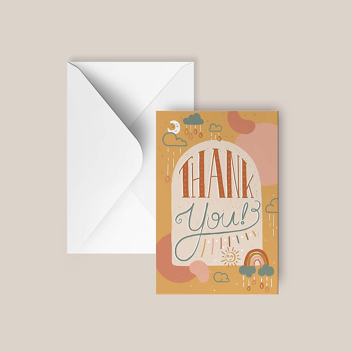 Rileys Baby Shower Thank You Cards Assortment, 50-Count | Hand-Illustrated 5 Designs, Baby Shower Thank You Cards with Envelopes, Thank You Cards Baby Shower Bulk Variety Pack (Nature)