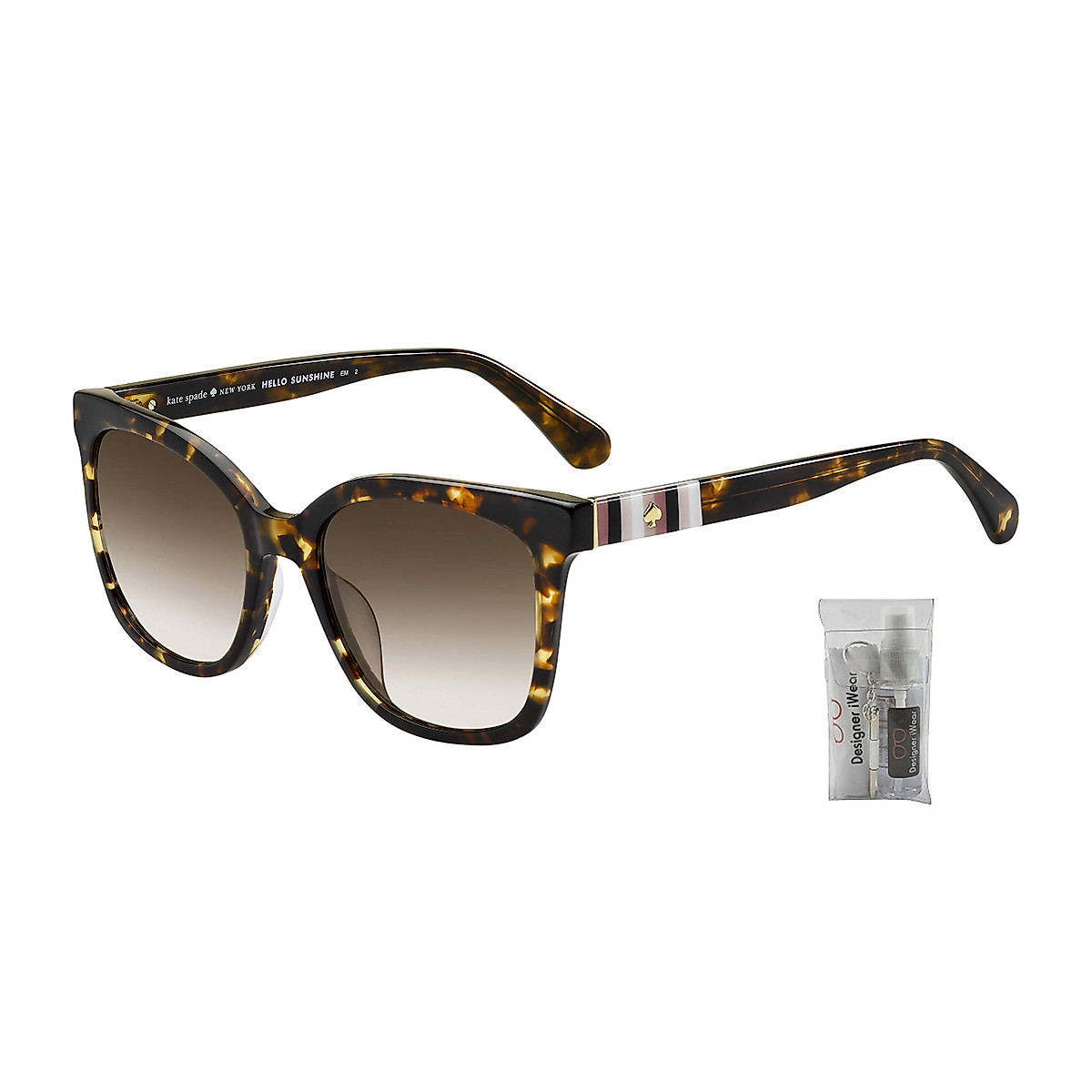 Kate Spade New York Kiya/S 0086/HA 53M Dark Havana/Brown Gradient Square Sunglasses for Women + BUNDLE with Designer iWear Eyewear Kit