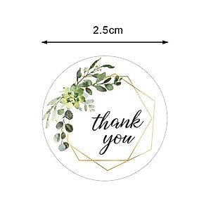 500pcs Thank You Stickers,1" Round Greenery Frames Thank You Stickers Roll 4 Floral Designs Thank You Envelope Labels Perfect for Gift Wraps, Birthday Party Favors