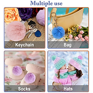 BQTQ 26 Pieces Faux Rabbit Fur Pom Pom Balls with Elastic Loop DIY Fluffy Pom Pom for Hats Beanie Shoes Scarves Gloves Bags Accessories(Brilliant Color)