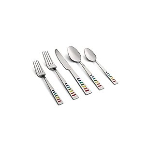Fiesta - 641020R Fiesta Celebration 20-Piece Flatware Silverware Set, Service for 4, Stainless Steel, Includes Forks/Knife/Spoons